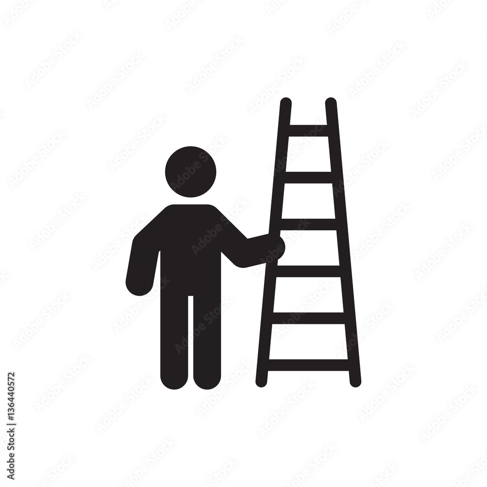man with ladder icon. vector de Stock | Adobe Stock