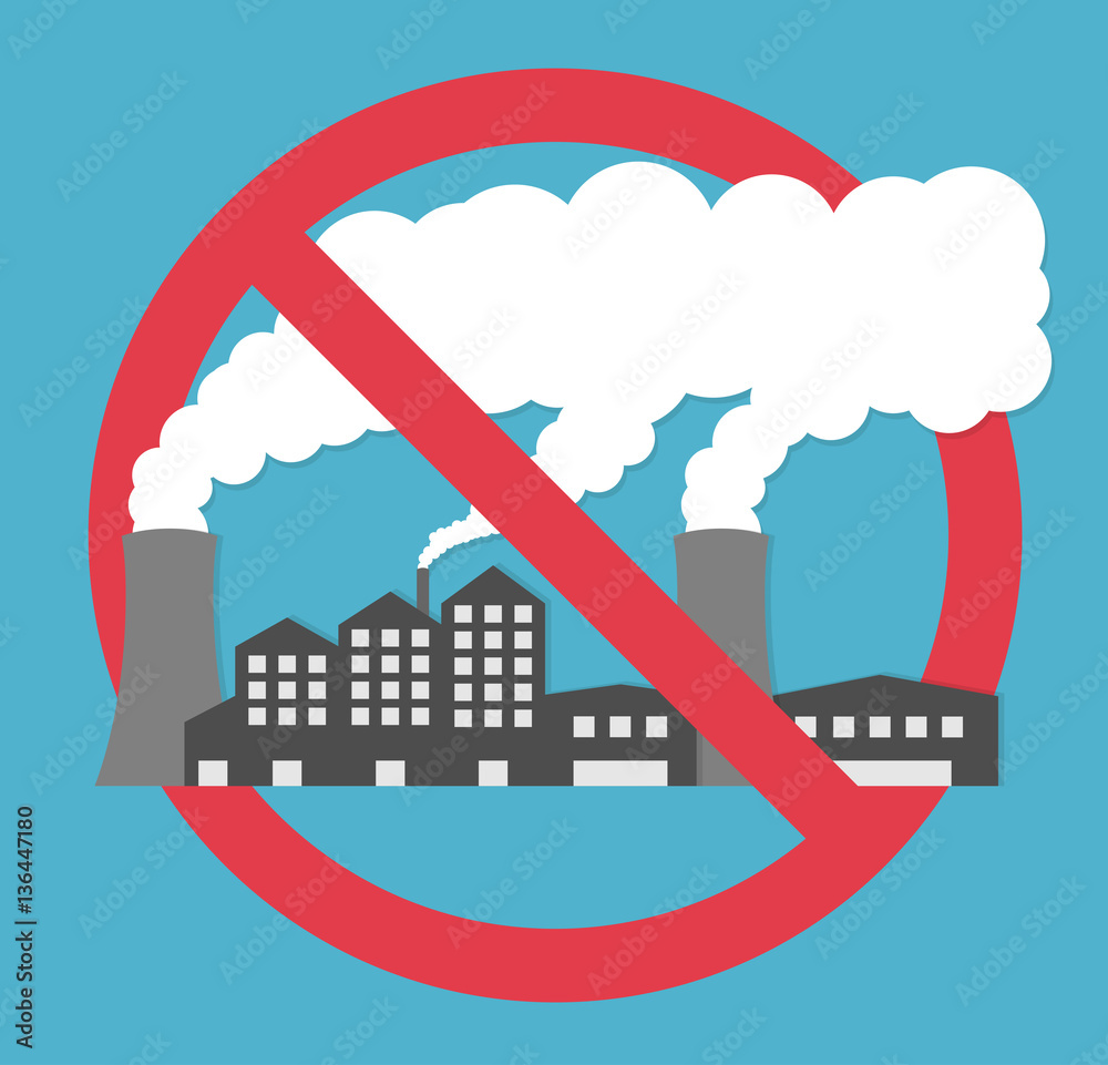No factory or antipollution sign concept. Factory or power plant ...