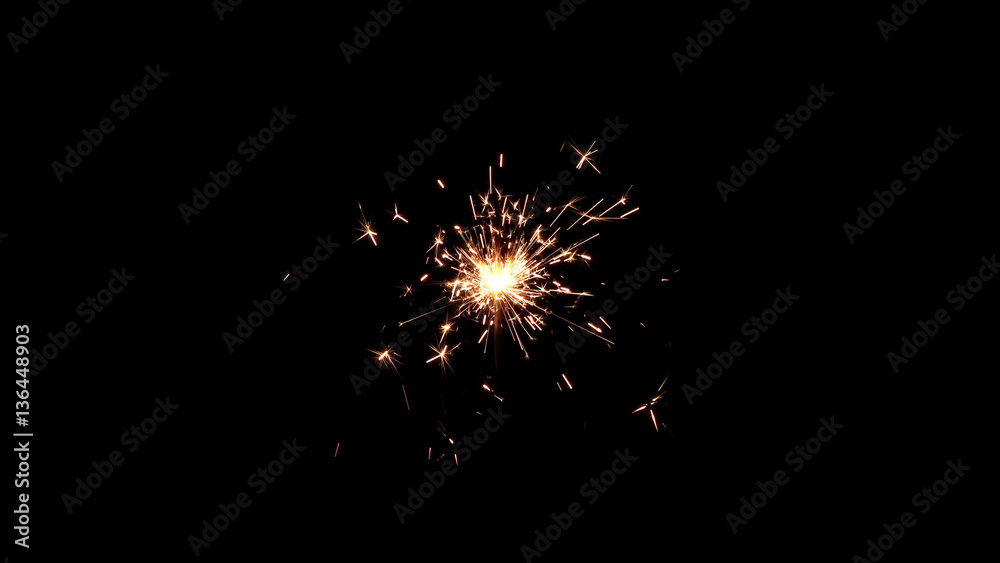 Centrally positioned firework sparkler burning isolated. Full size ...