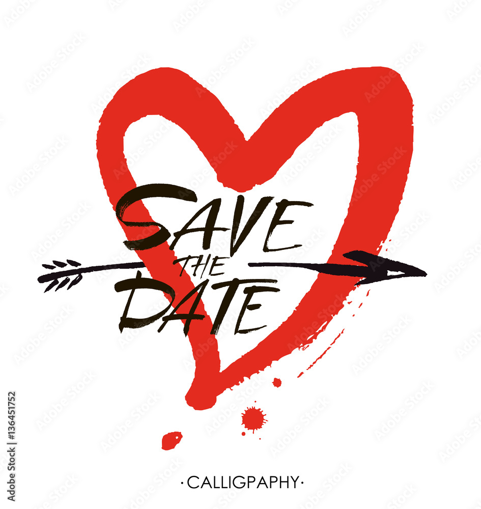 Save the date hand lettering vector handmade calligraphy. Hand drawn ...