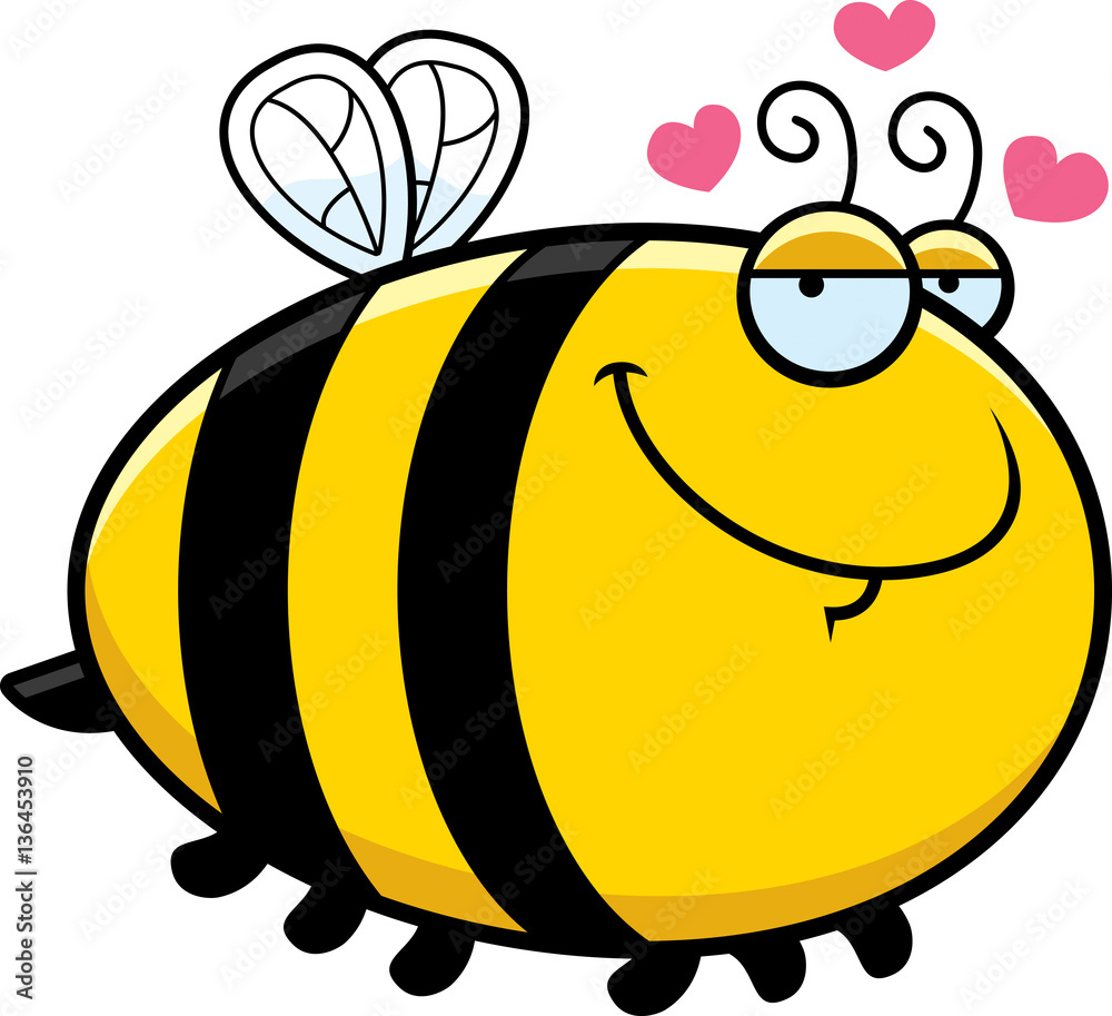 Cartoon Bee in Love Stock Vector | Adobe Stock