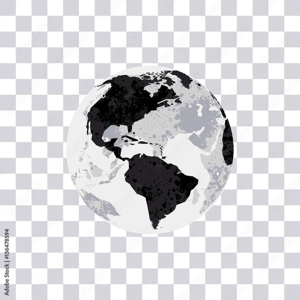 American Continent isolated on transparent background. Earth. Globe ...
