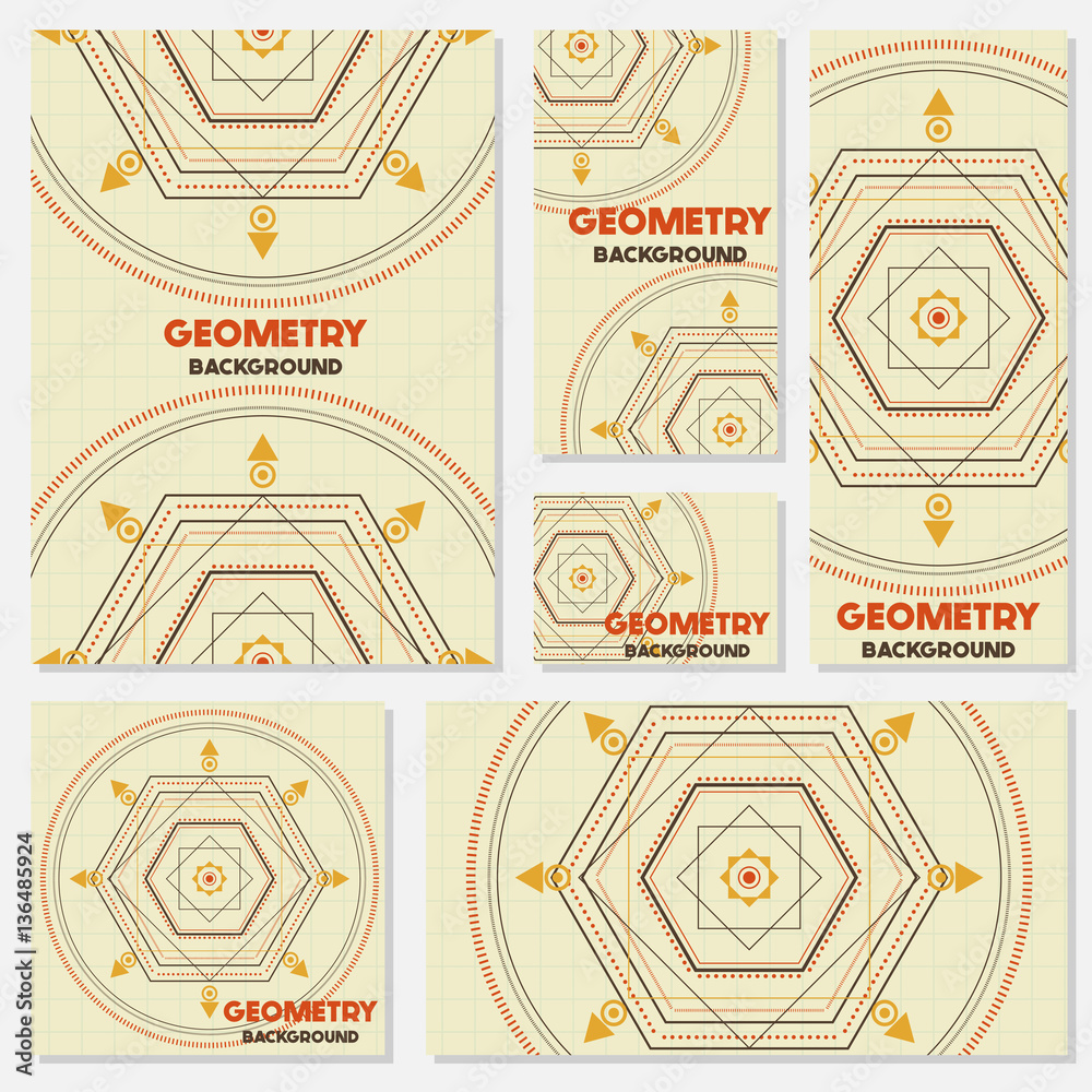 Old retro geometry Vintage style background Design Template,Vector ...