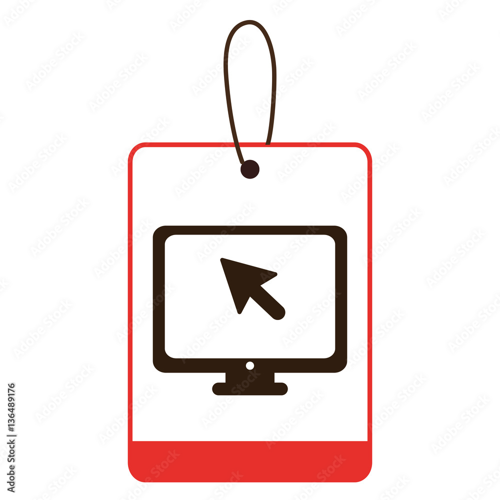color silhouette label with monitor screen and mouse pointer vector ...