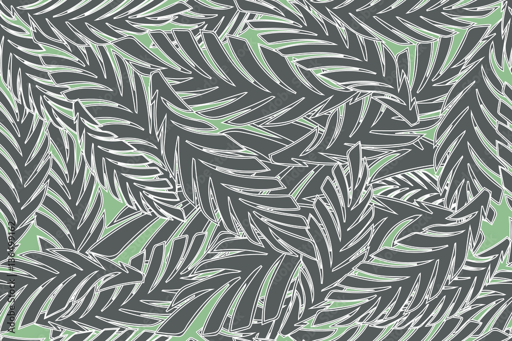 Summer tropical palm tree leaves seamless pattern. Vector grunge design ...