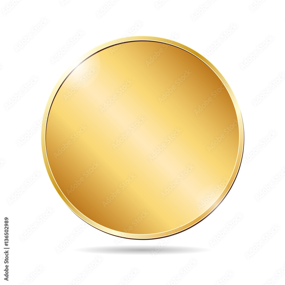 vector illustration of a blank golden coin on white background Stock ...