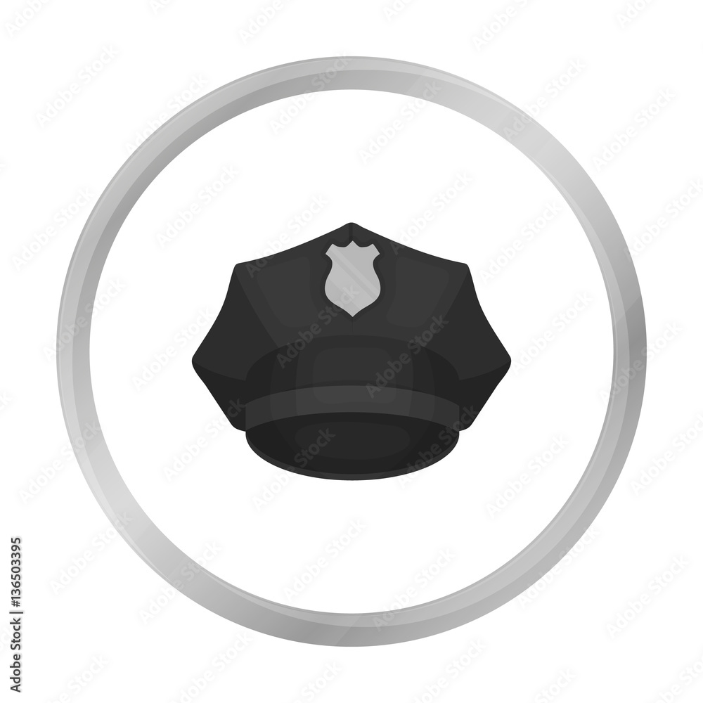 Police cap icon in monochrome style isolated on white background. Hats ...