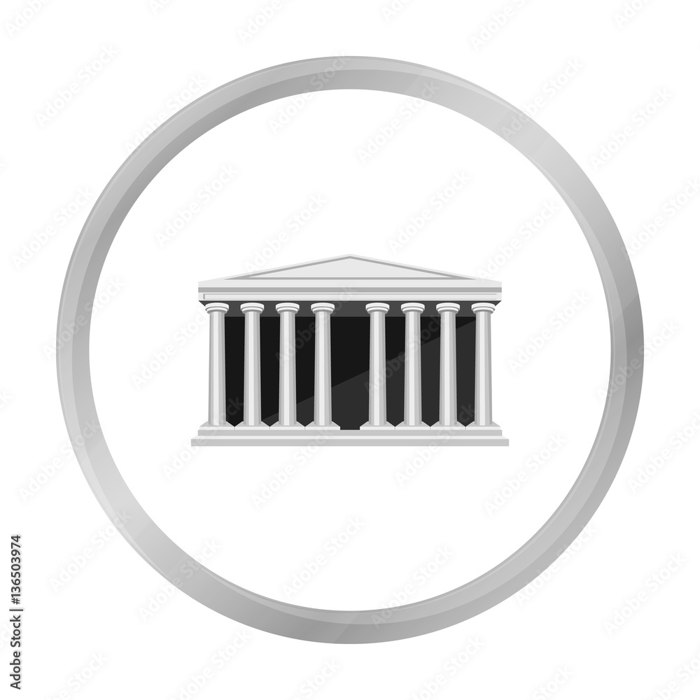 Antique greek temple icon in monochrome style isolated on white ...