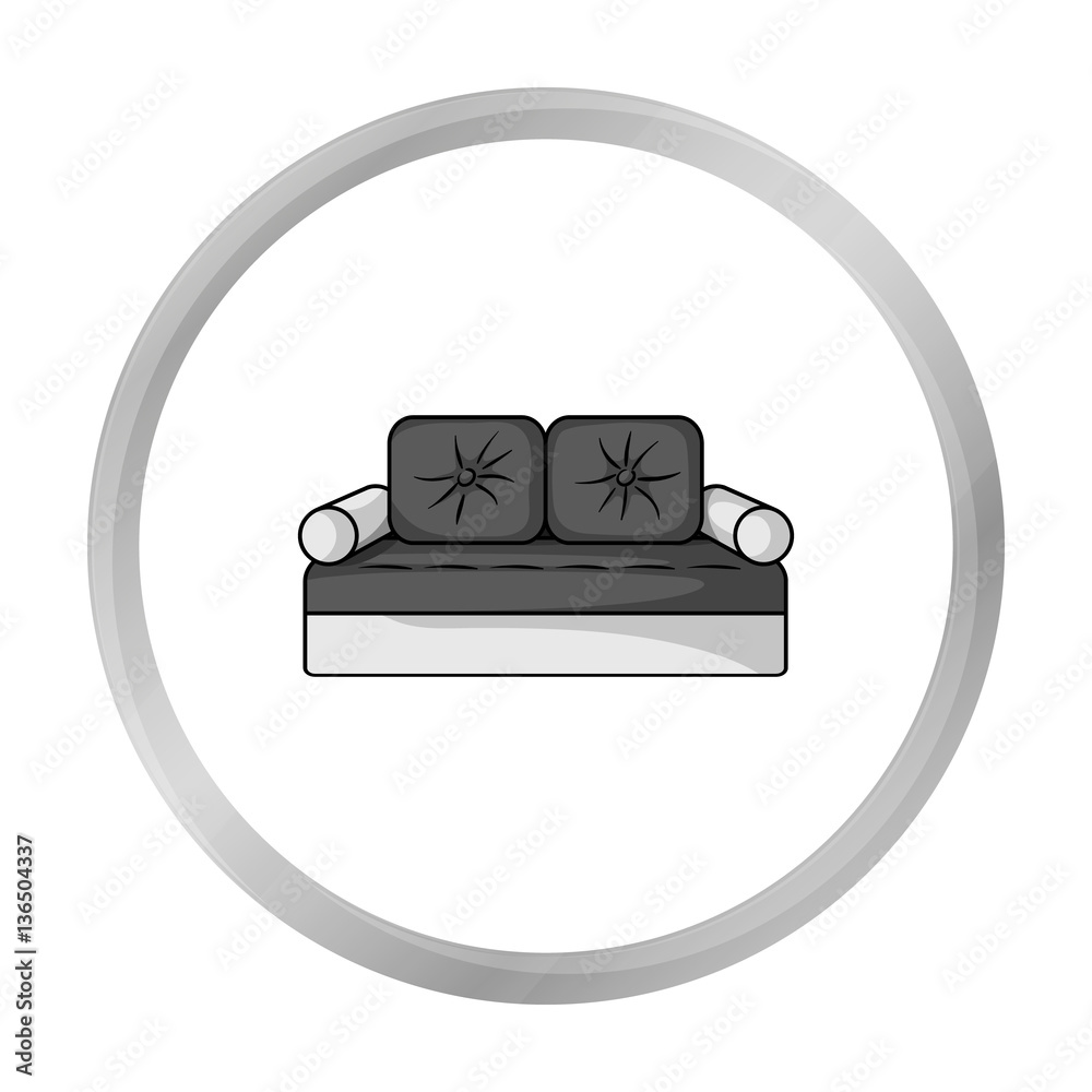 Couch icon in monochrome style isolated on white background. Furniture ...