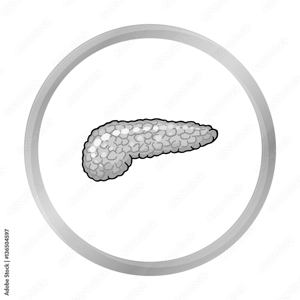Human pancreas icon in monochrome style isolated on white background ...