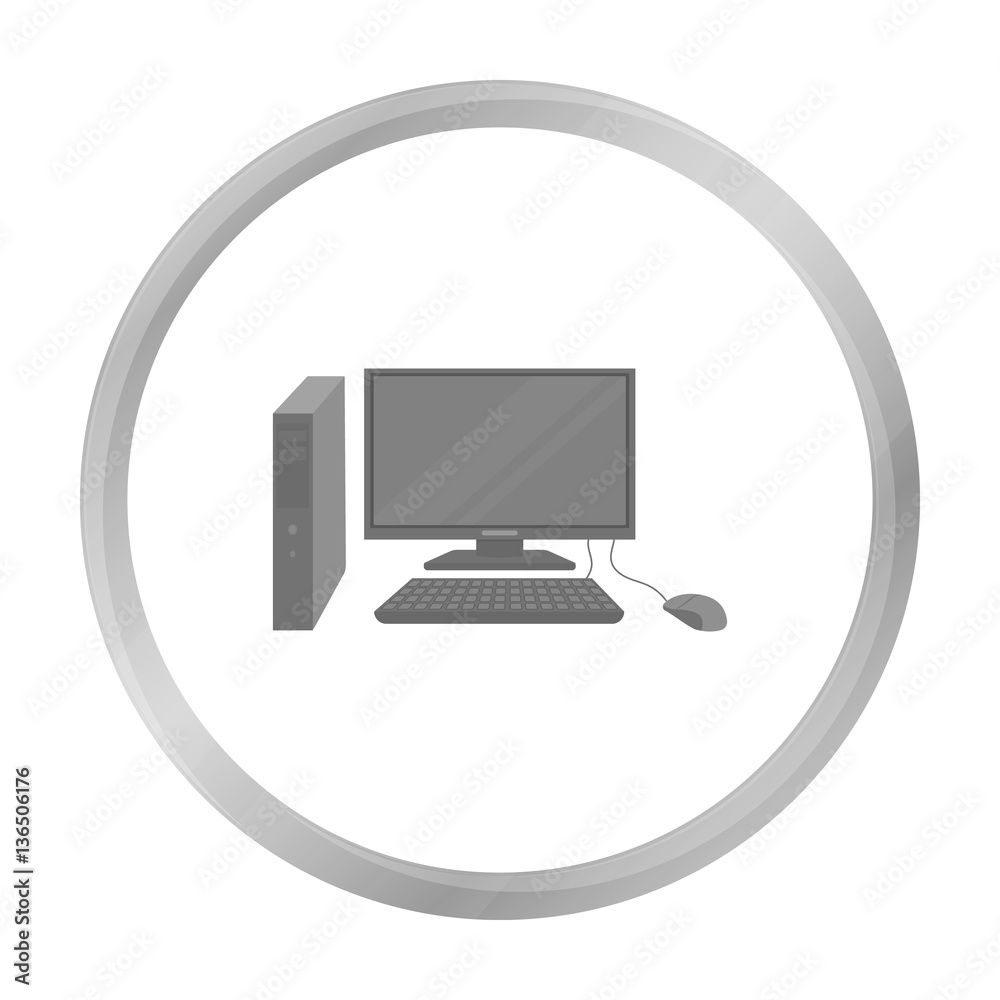 Personal computer icon in monochrome style isolated on white background ...