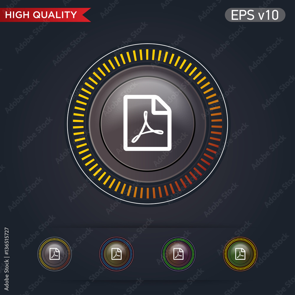 Acrobat or PDF file icon. Button with PDF file icon. Modern UI vector ...