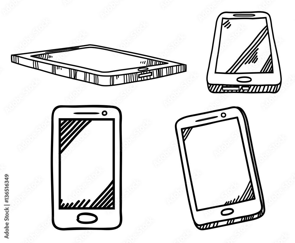 smartphone hand drawn sketch Stock Vector | Adobe Stock