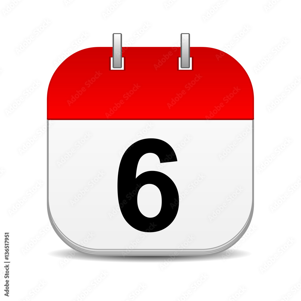 6 on blank calendar icon Stock Illustration | Adobe Stock