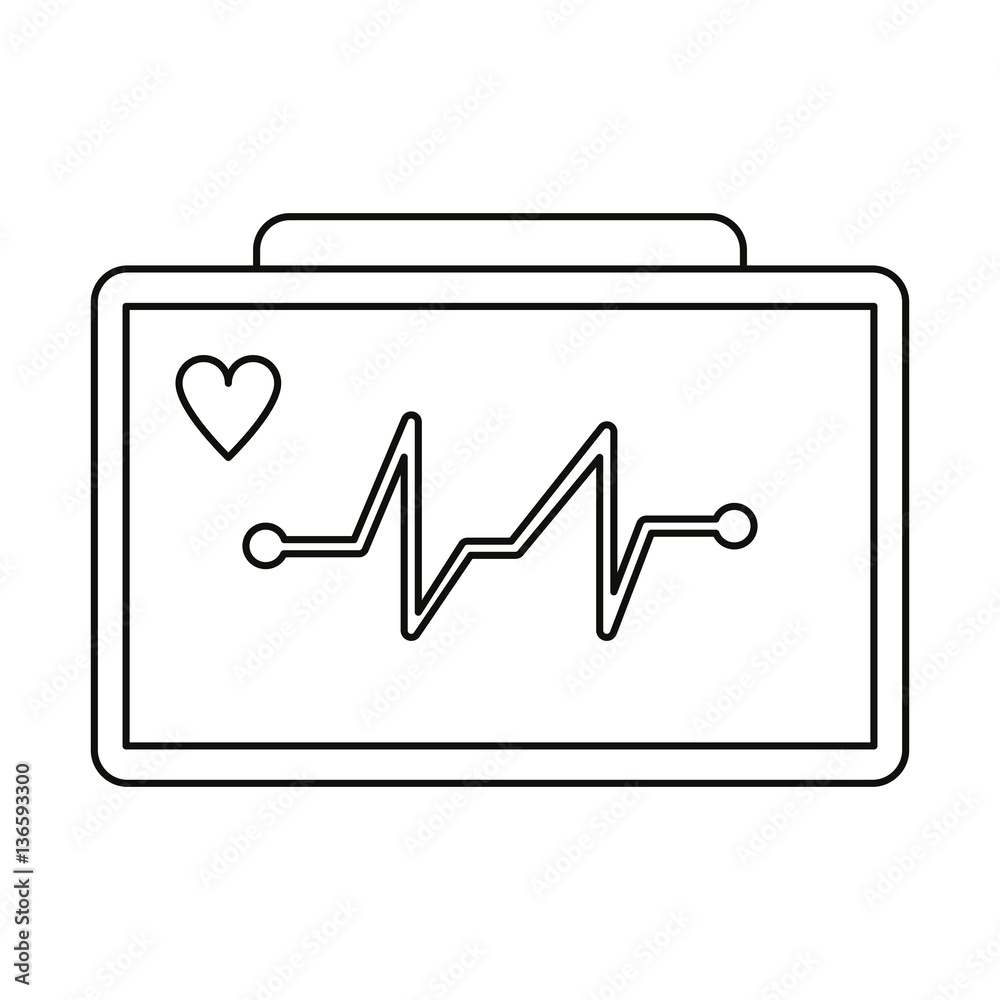 ecg heart machine medical device thin line vector illustration eps 10 ...