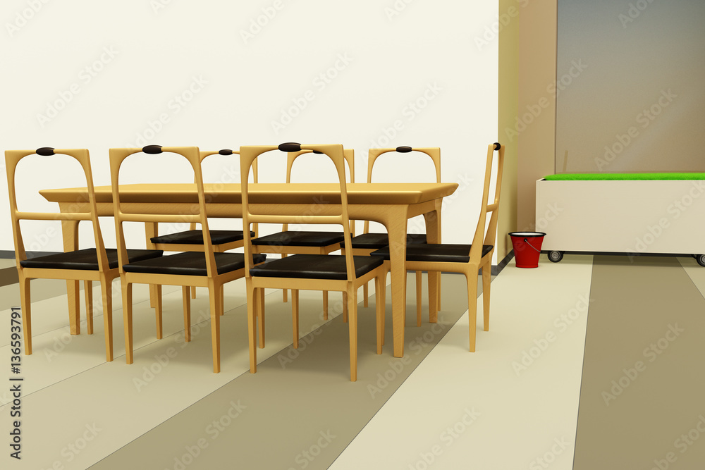 dining room, 3d-illustration Stock Illustration | Adobe Stock