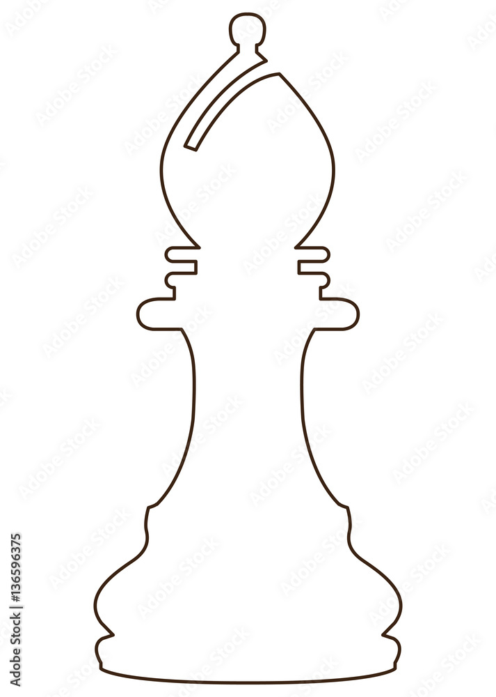 Isolated bishop piece outline on a white background, Vector ...