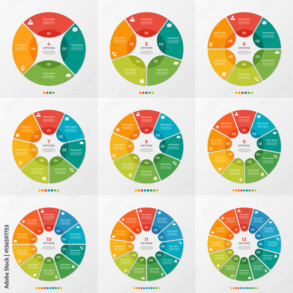 Set of 4-12 circle chart infographic templates Stock Vector | Adobe Stock