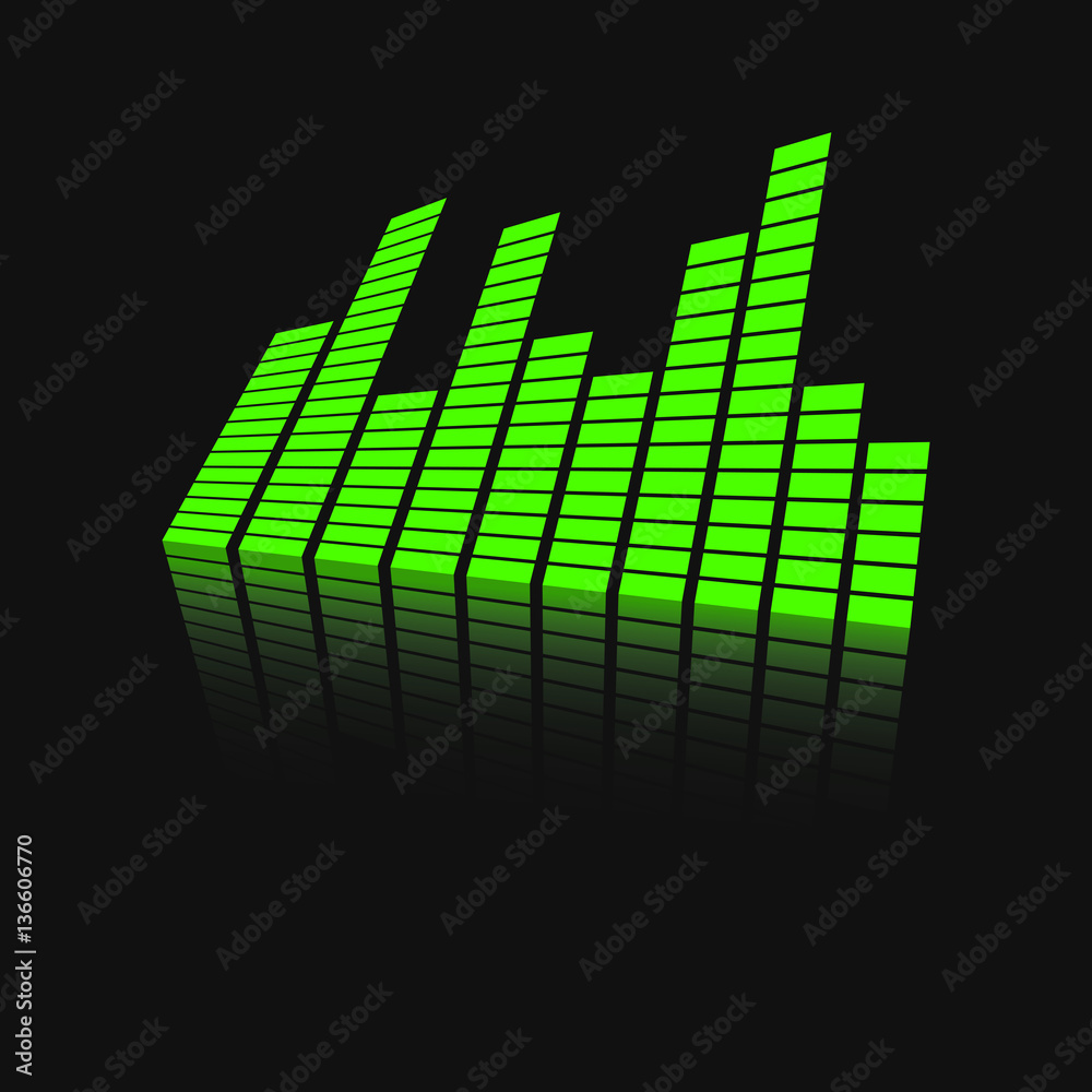 Vector sound waveforms icon on mirror. Sound waves and musical pulse ...