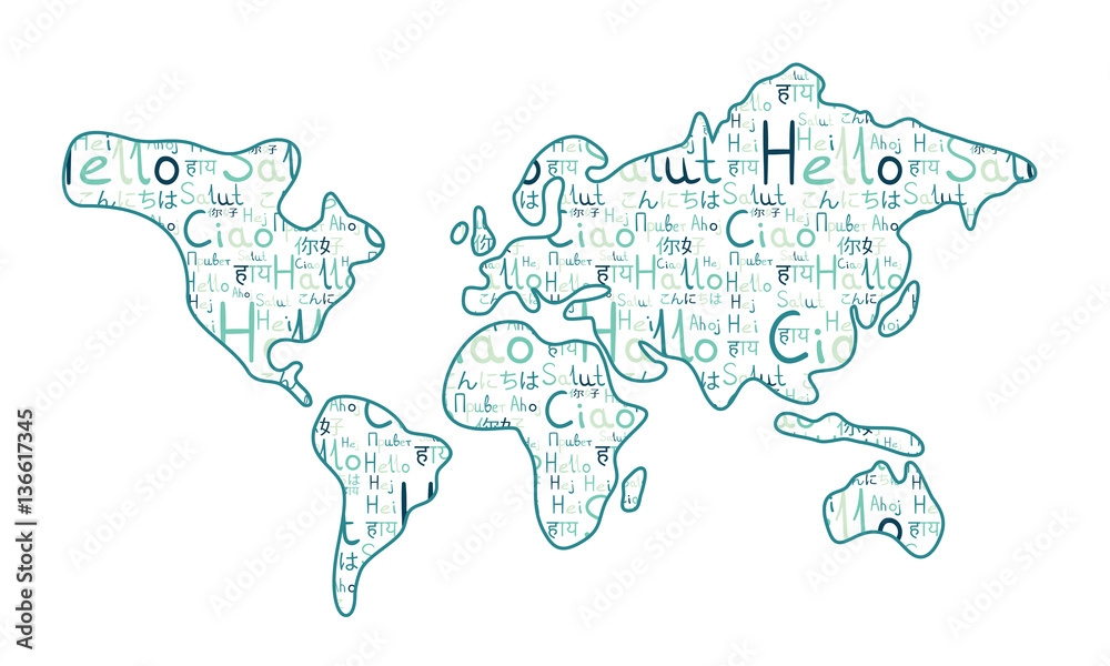 World map on the white background blue hello pattern Stock Vector ...