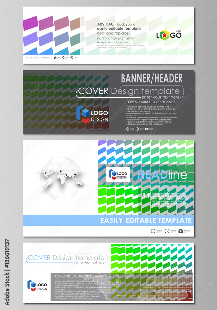 Social media and email headers set, modern banners. Business design ...