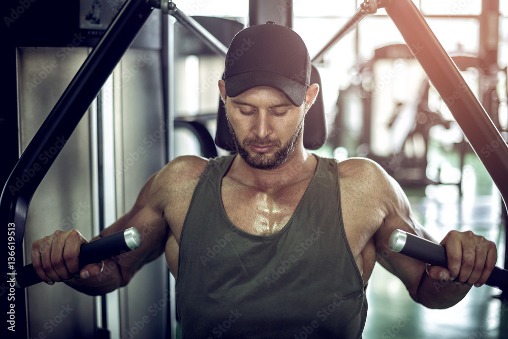 Chest press in modern gym Stock Photo | Adobe Stock