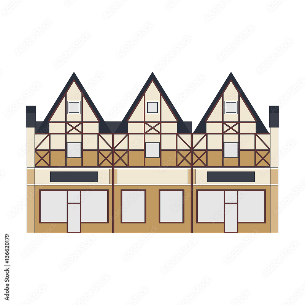 Beautiful detailed linear cityscape collection with townhouses. Small ...