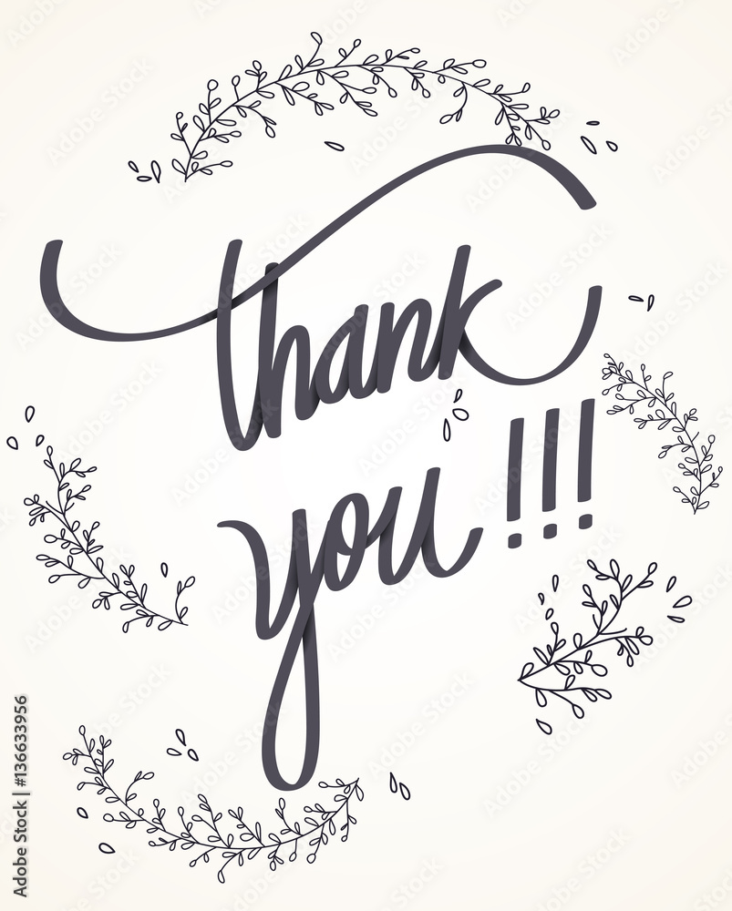 Thank you lettering decorative card Stock Vector | Adobe Stock