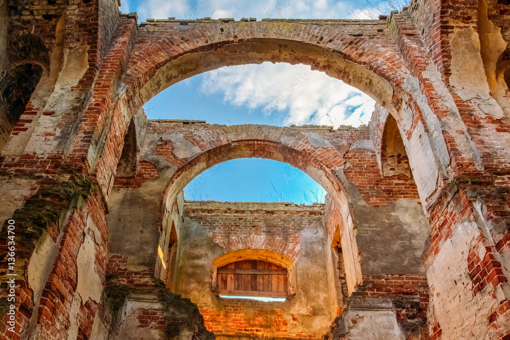 Brick arches of the destroyed temple Stock Photo | Adobe Stock