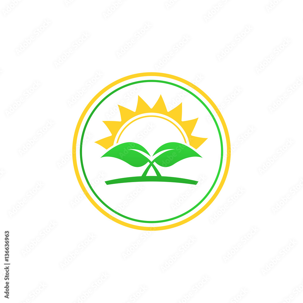 Vector abstract icon. Sun and plant logo. Stock-Vektorgrafik | Adobe Stock