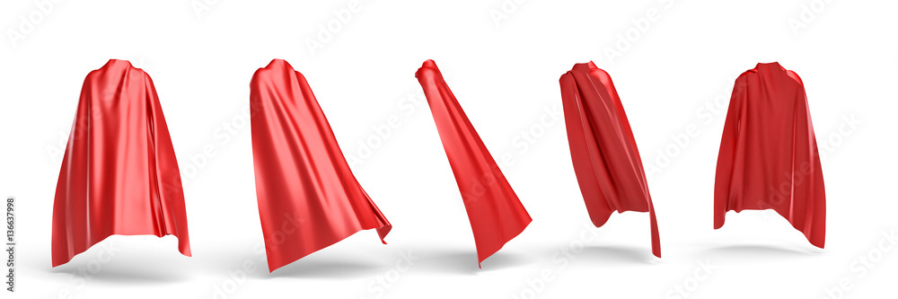 3d rendering of a red cape draped over invisible silhouette in five ...