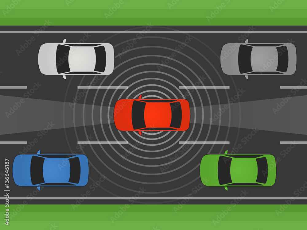 Autonomous self driving car, vehicle or automobile with lidar and radar ...
