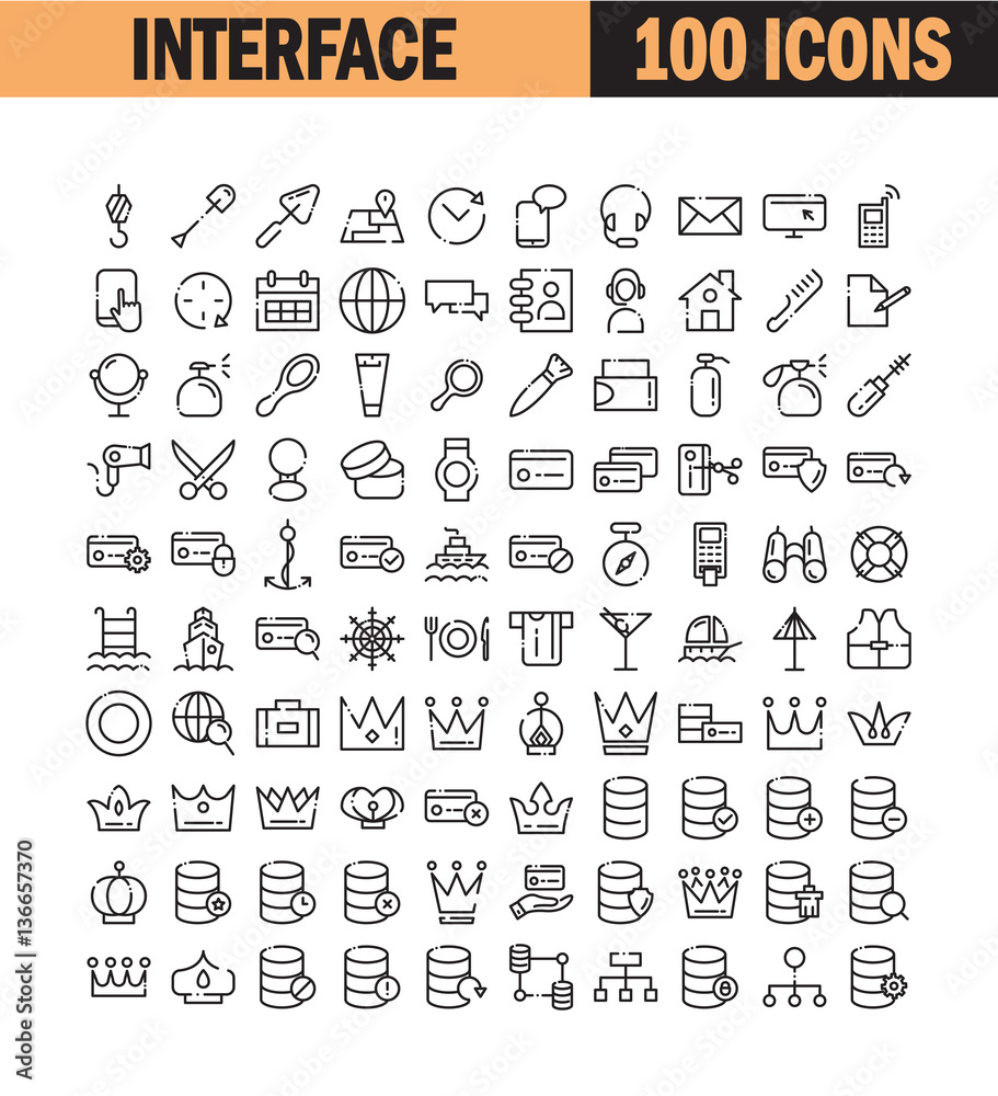 Universal thin line icon set Stock Vector | Adobe Stock