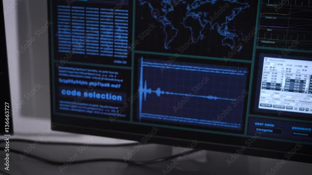 Close up of hands of hacker making cyber attack on bank network. Man ...