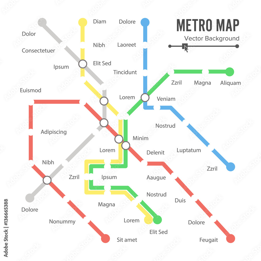 Metro Map Vector. City Transportation Scheme Concept. Colorful ...