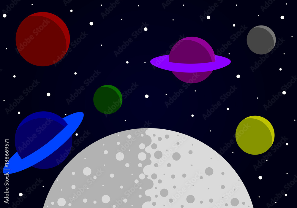 The flat design of the planets in outer space Stock Vector | Adobe Stock