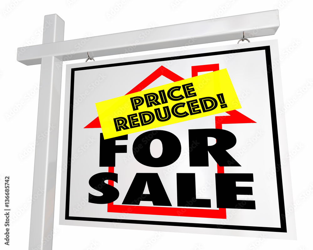 For Sale Price Reduced Home House Real Estate Sign 3d Illustrati Stock ...