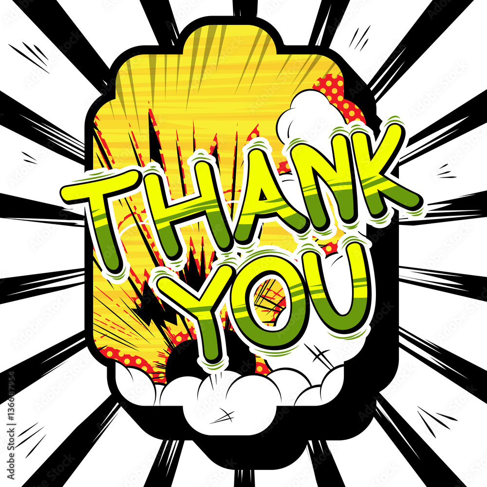 Thank You - Comic book style word on abstract background. Stock Vector ...