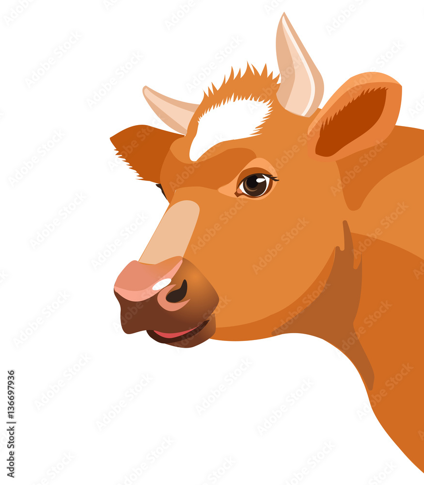 Farm Animal. Cow Face Icon. Cow Face Vector Image. Cow Face on a White ...
