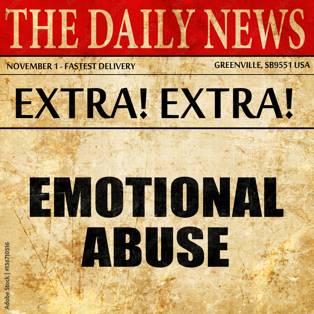 emotional abuse, article text in newspaper Stock Illustration | Adobe Stock