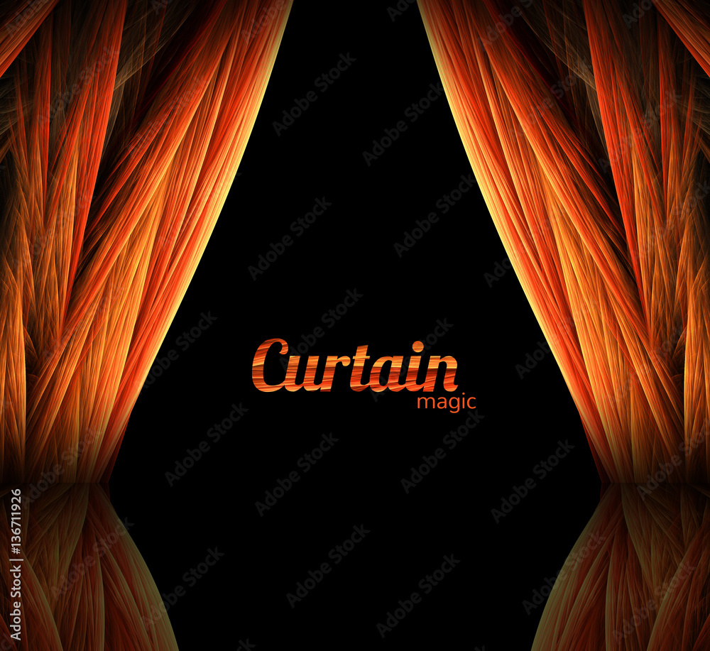 Magic curtain on a black background Stock Illustration | Adobe Stock