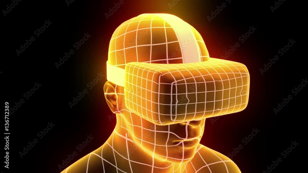 VR virtual reality headset hologram futuristic animation hmd game tech ...