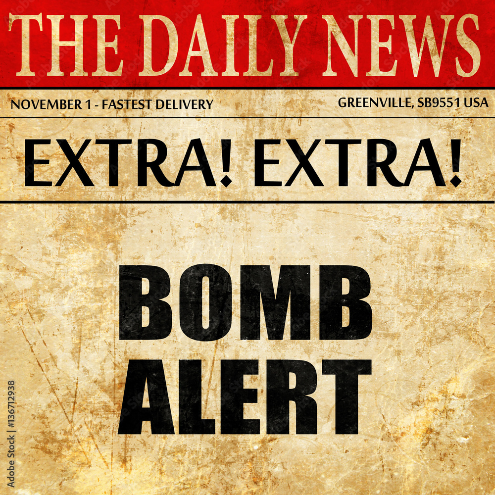 bomb alert, article text in newspaper Stock-Illustration | Adobe Stock
