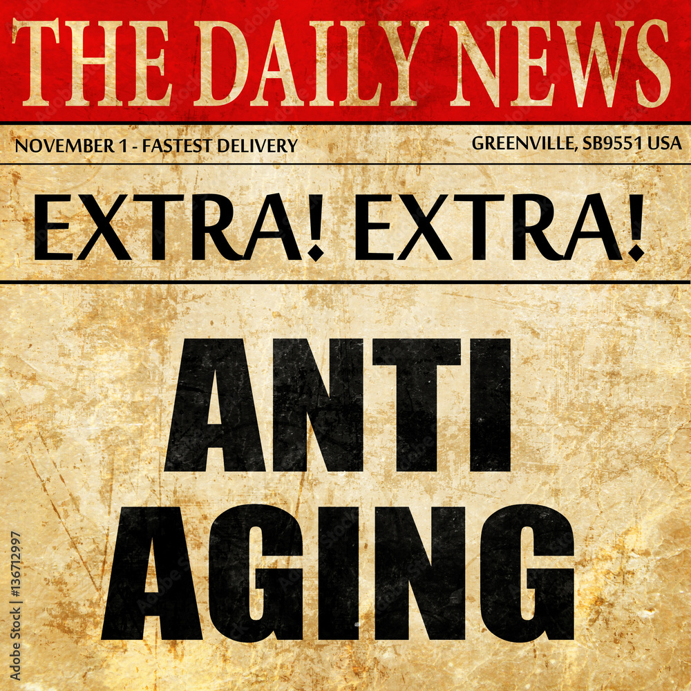 anti aging, article text in newspaper Stock Illustration | Adobe Stock