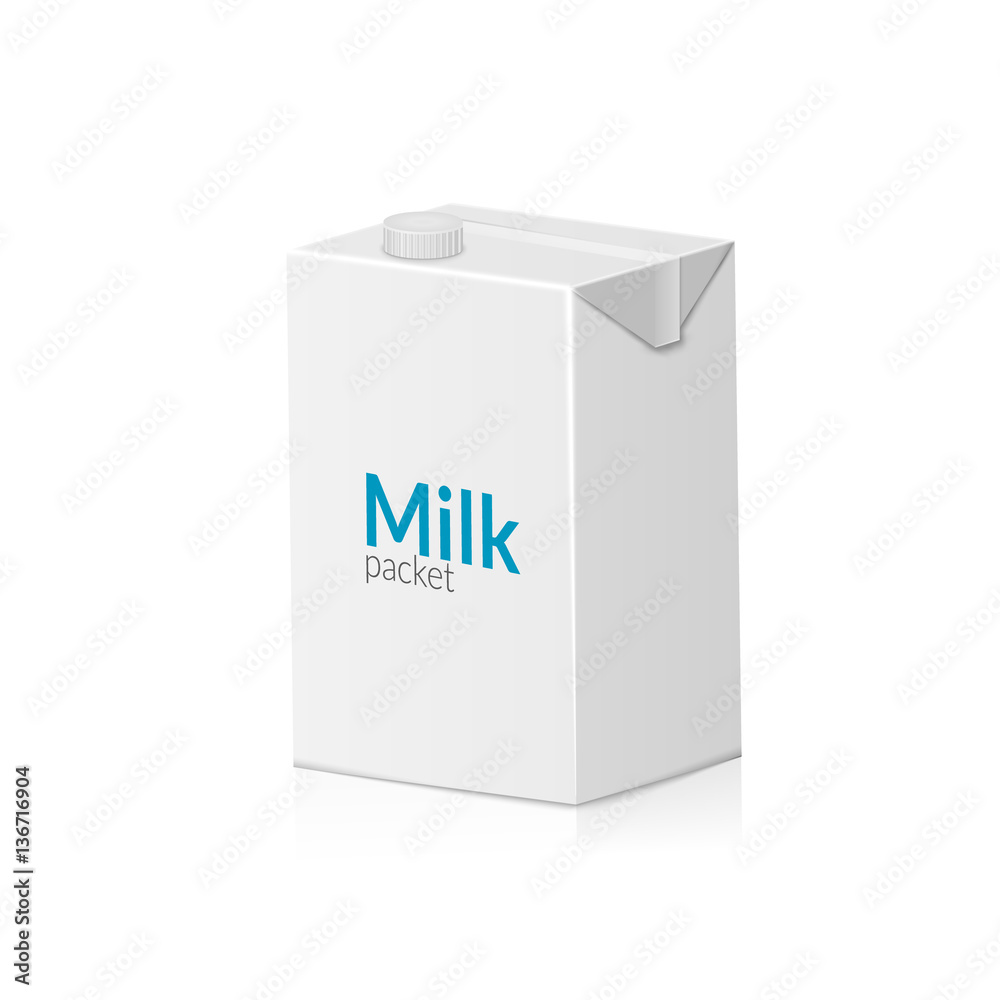 Milk packet isolated on white background. Vector illustration of carton ...