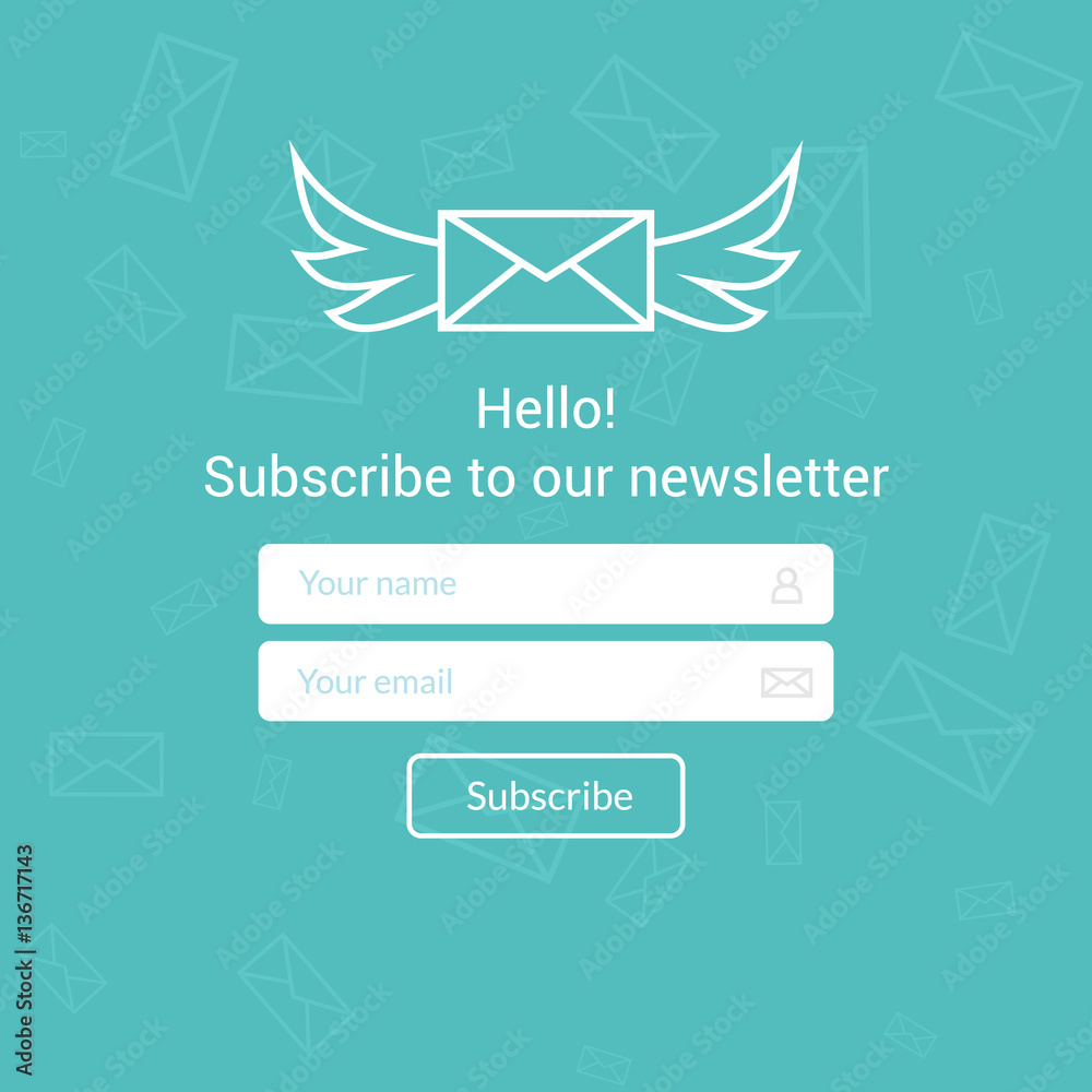 Vector template email subscribe. Submit form for website email letter ...
