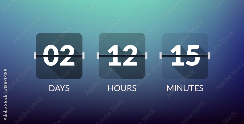 Flip Countdown timer vector clock counter. Flat count down day vector ...
