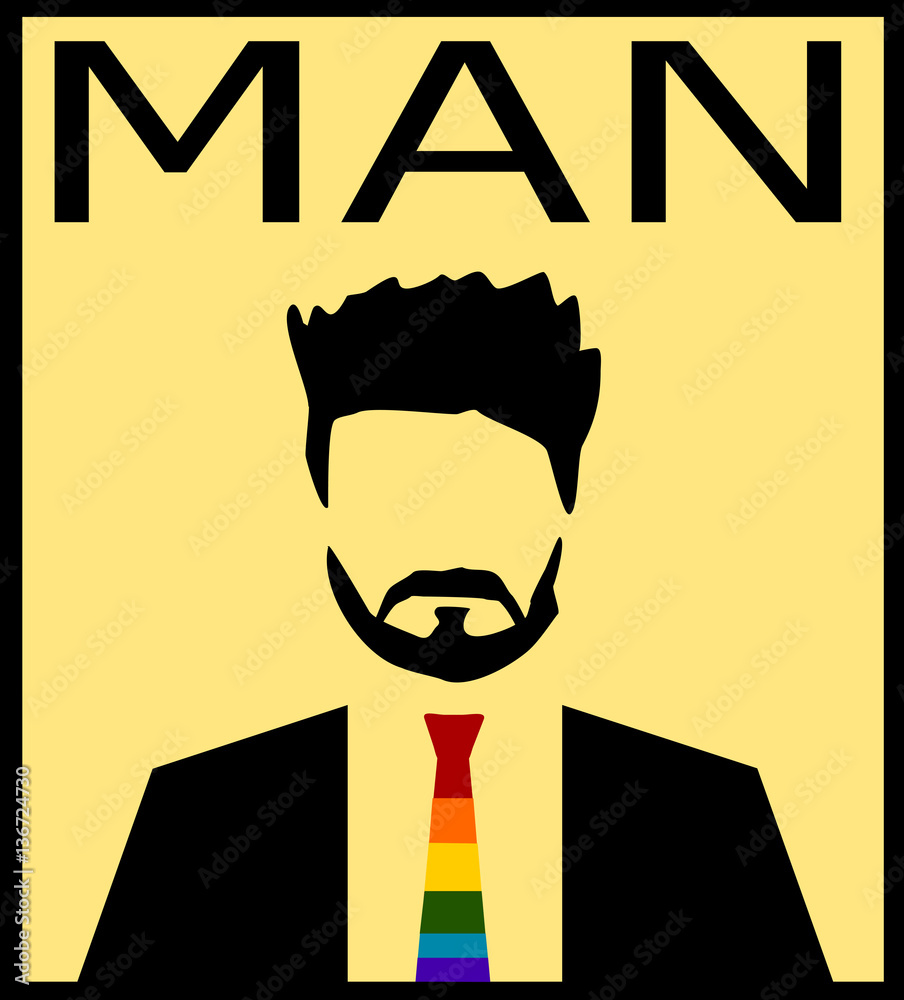 man graphic design wearing rainbow tie and suit Stock Vector | Adobe Stock
