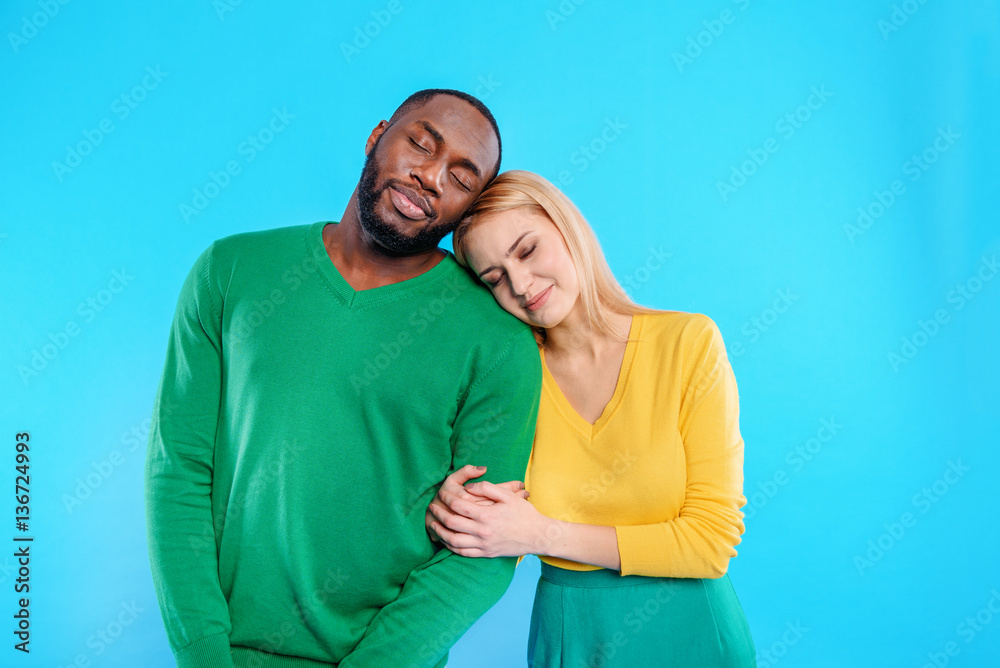 Cute man and woman falling in love Stock Photo | Adobe Stock
