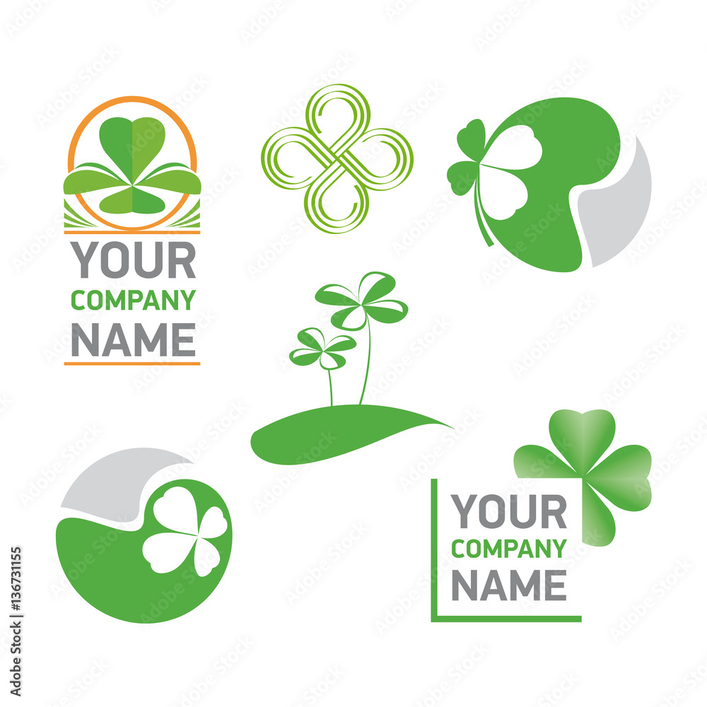 Set of icons and illustrations clover and graphic elements to create a ...